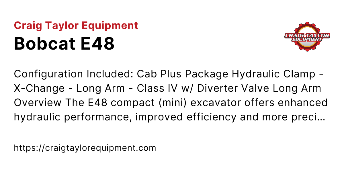 Bobcat E48 | Craig Taylor Equipment